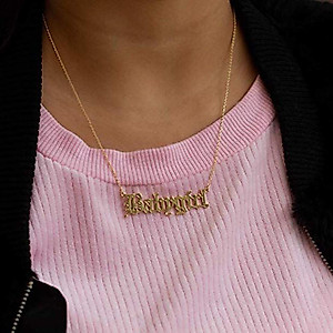 Vintashion Gold Plated Stainless Steel Gothic Hollow Out Babygirl Pendant Necklace for Girls and Women Gift