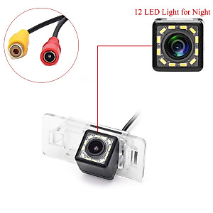 aSATAH 2.4G Wireless Car Rear View Camera for BMW 3 E46 E90 E91 E92 5 E39 E60 E61 X5 E53 E70 & Vehicle Camera Waterproof and Shockproof Reversing Backup Camera (12 LED)