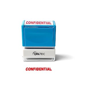 Veltec Premium Pre-Inked Message Stamp, Red Ink (Confidential)