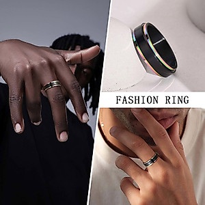 XUANPAI Personalized LGBT Pride Spinner Rings for Men Women Black LGBTQ Wedd4pcs Couple Necklace Bracelet Set,9