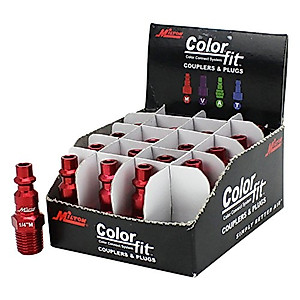 Milton 727MC-20 ColorFit Plugs, M-Style Red, 1/4" NPT Male, Box of 20