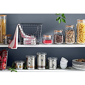 Le'raze Airtight Food Storage Container for Kitchen Counter with Window, Canister Set Ideal for Flour Tea, Sugar, Coffee, Candy, Cookie Jar with Clear Acrylic Lids & Locking Clamp