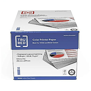 TRU RED 513096 8.5-Inch x 11-Inch Multipurpose Paper 20 lbs 96 Brightness 5000 sheets/CT