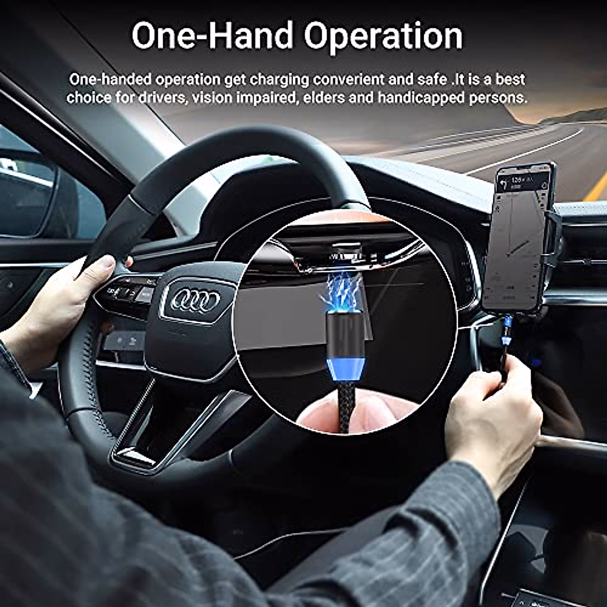 TOPK Magnetic Charging Cable, Magnetic Phone Charger [6-Pack,1ft/3ft/3ft/6ft/6ft/10ft],3-in-1 Magnetic USB-A to Micro USB,USB C Cable Compatible with Android Devices (Black)