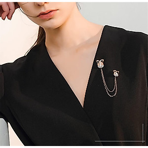 MJWDP Shirt Collar Pin Neck Brooch Chain Corsage Decoration Women's Button Pin Sweater Accessories Pin Accessories