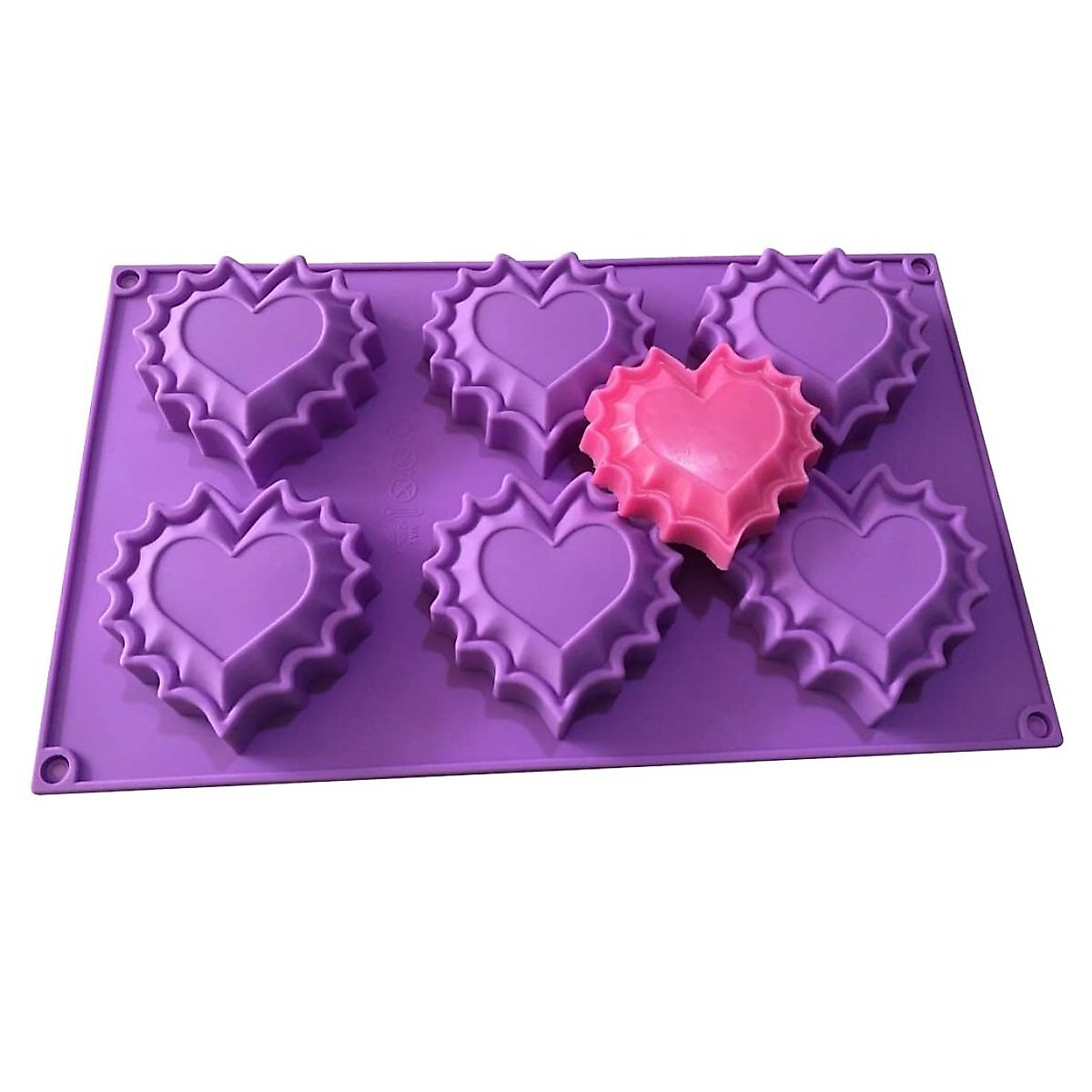 Allforhome 6 heart Silicone Cake Baking Molds Cake Pan Muffin Cups Handmade Soap Molds Biscuit Chocolate Ice Cream Soap DIY Mould Candy Making Mold
