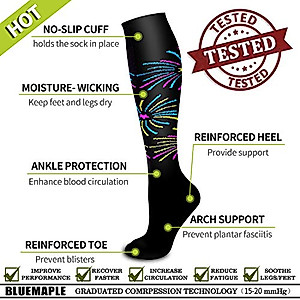 Bluemaple Copper Compression Socks For Women & Men Circulation (8 Pairs) - Best for Running,Hiking,Travel,Pregnancy