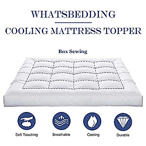 WhatsBedding 5 Inch Goose Down and Feather Bed, Luxury Extra Thick Mattress Topper California King Size, Hotel Collection 1900 GSM Overfilled Pillow Top, Hand Made 1200TC Cotton Fabric, 72x84 Inch