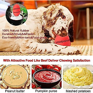 MosaiRudo Squeaky Latex Dog Toy Balls Football Rugby Fetch Interactive Toy for Medium Large Dogs, Dog Treat Ball for Teeth/Slow Feeder (Red)