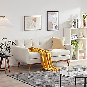 Kingfun Tbfit 65" W Loveseat Sofa, Mid Century Modern Decor Love Seat Couches for Living Room, Button Tufted Upholstered Love Seats Furniture, Solid and Easy to Install Small Couch for Bedroom, Beige…