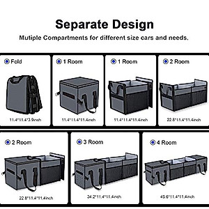 X-cosrack Car Trunk Organizer, Storage with Insulation Cooler Bags for SUV, Truck, Automotive, Van, Cargo, Collapsible Portable Multi Compartments Cargo Organizer with Straps