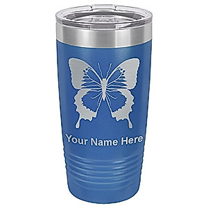 LaserGram 20oz Vacuum Insulated Tumbler Mug, Swallowtail Butterfly, Personalized Engraving Included (Dark Blue)