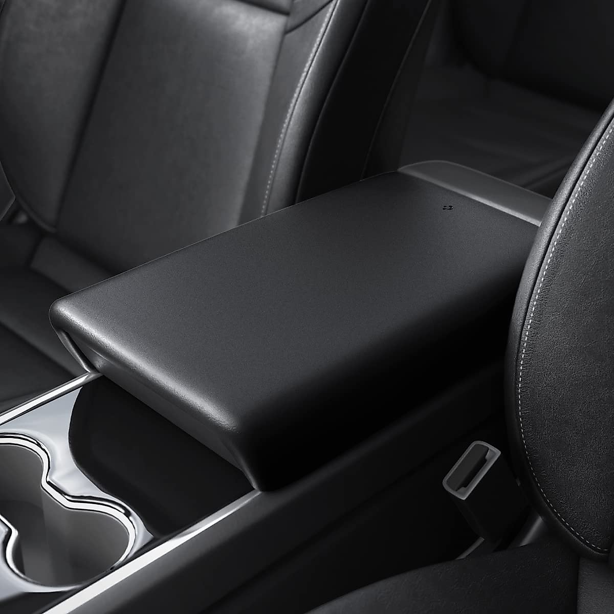 Spigen Center Console Non-Slip Armrest Cover Designed for Tesla Model 3 & Y 2025/2024/2023 with EZ Snap On Install [Not Compatible with New Model Y 2025 Refresh & Model 3 2025/2024 Refresh] - Black