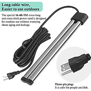 HITOP Outdoor Pond Heater - 150W 300W 600W Aquarium Heater for Small Ponds, with Long Cable Wire and Floatable (600W)