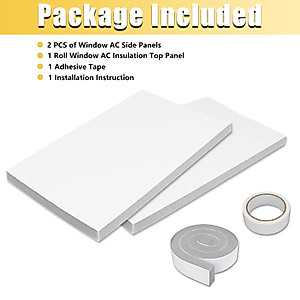 Powrocket Window Air Conditioner Foam Insulated Panel, 17-Inch High x 9-Inch Wide All Season Protection Window AC Side Panels Kit with Air Conditioner Top Seal Strip