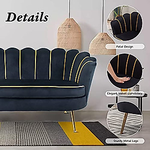 QHITTY Velvet Loveseat, 58'' Velvet Sofa Accent Couch Settee Upholstered Chair, 2 Seater Small Loveseat for Small Spaces, Living Room (Black)