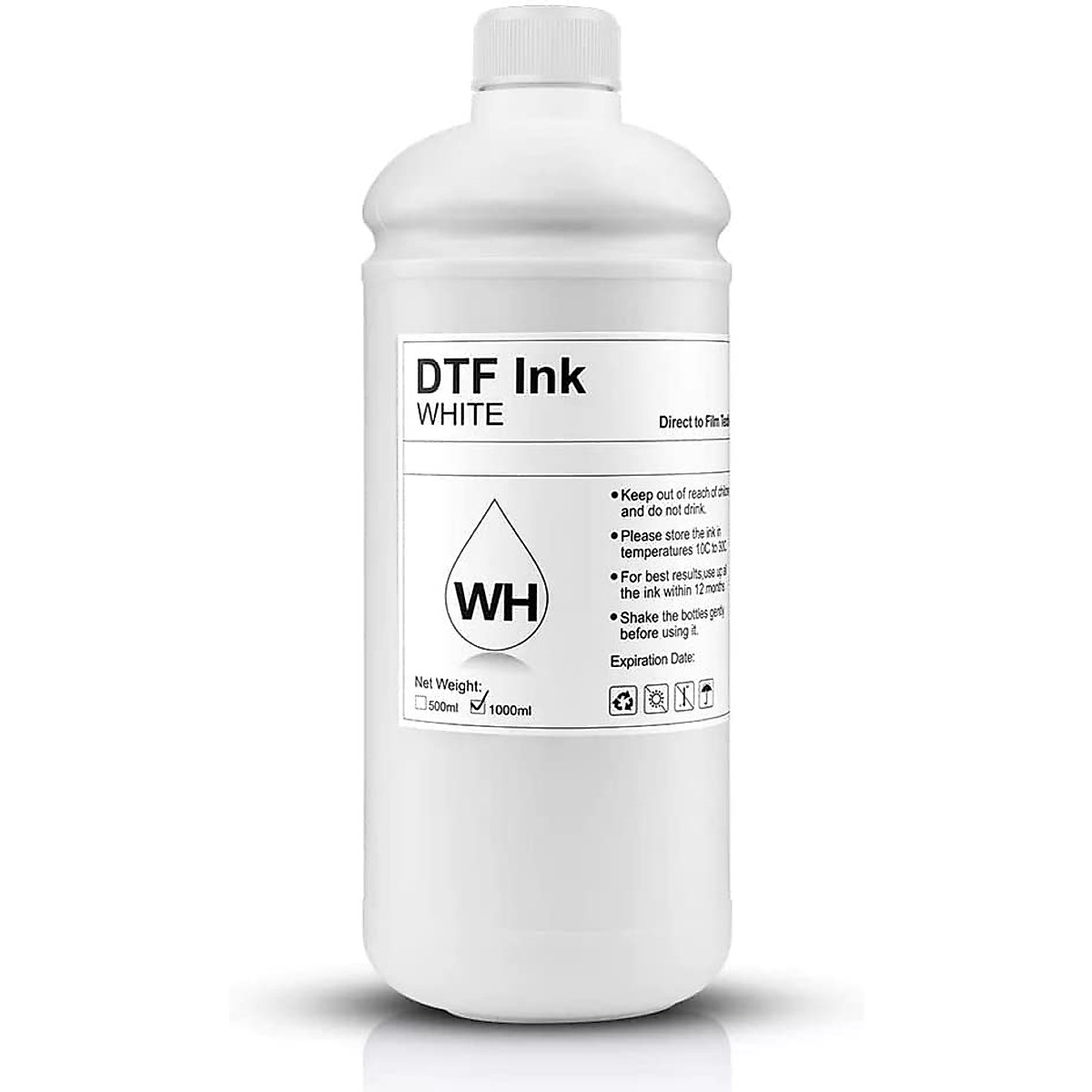 RockRose DTF White Transfer Ink Refill - 500ml Bottle for Heat Transfer Film and DTF Printers