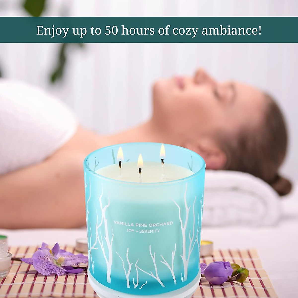 Vanilla Pine Apple Orchard Winter Candle - Natural Soy Pine Scented Candle 3 Wick - Christmas Fir Tree Holiday Scented Candle for Home 14.5 Oz - Large Relaxing Vanilla Candle Gift for Women & Men