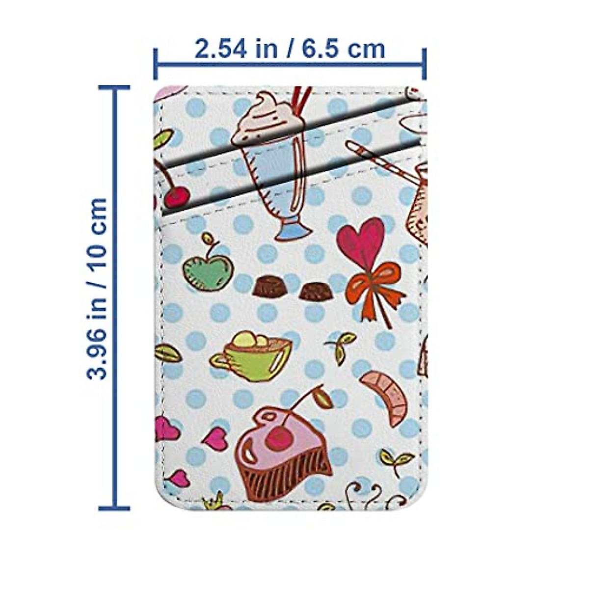 Diascia Pack of 2 - Cellphone Stick on Leather Cardholder ( Cute Colorful Sweet Doodles Pattern Pattern ) ID Credit Card Pouch Wallet Pocket Sleeve