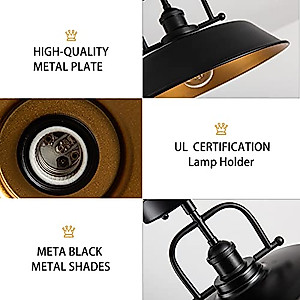 WNOMDY Industrial Metal Semi Flush Mount Ceiling Light Fixture,Farmhouse Lamp Black and Gold Close to Ceiling Light for Hallway Entryway Foyer Kitchen Island Living Room Bedroom,E26,12.6in