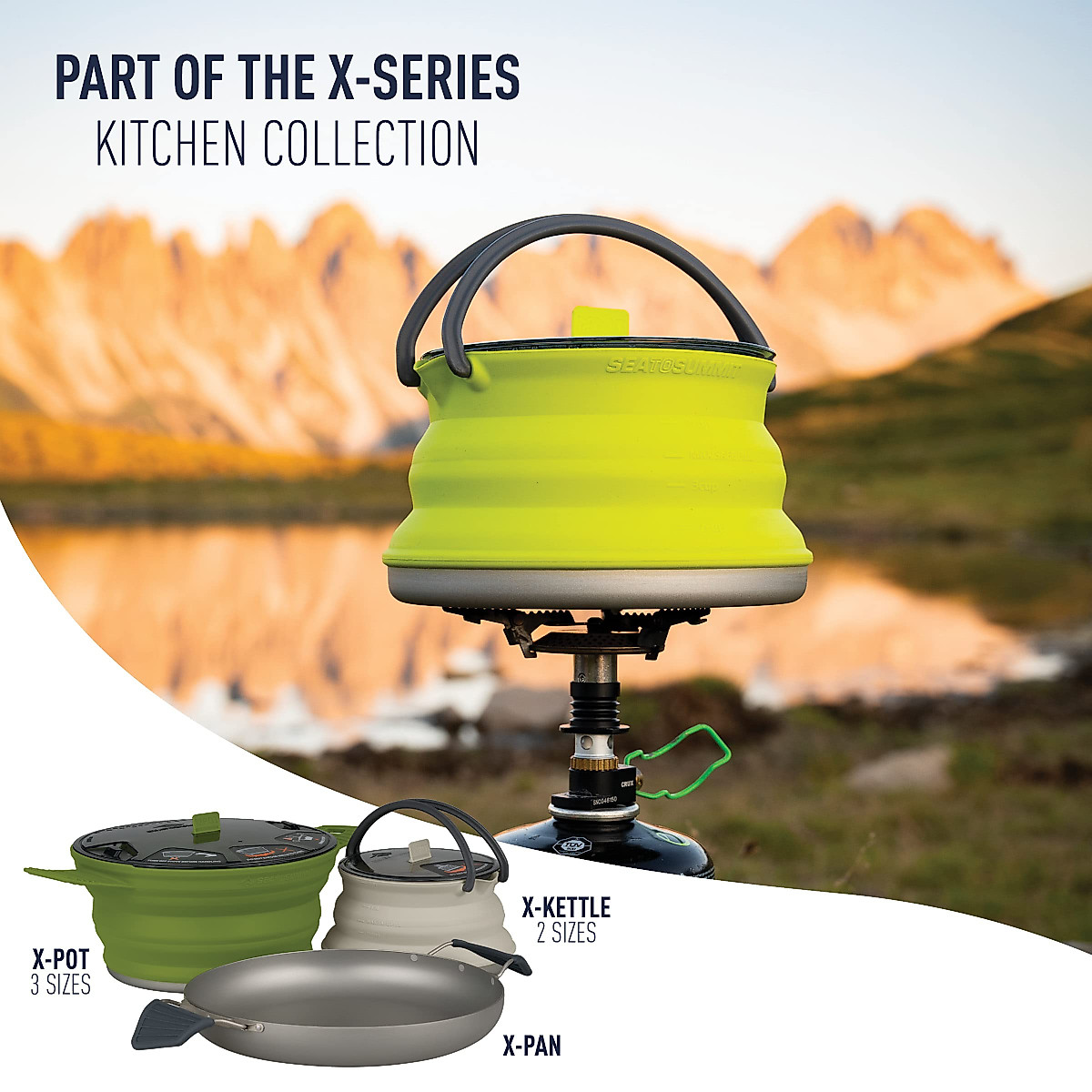 Sea to Summit X-Pot Kettle Collapsible Camping Cook Pot with Lid, 1.3 Liter, Lime