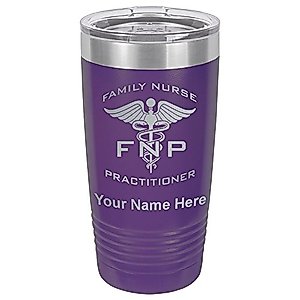 LaserGram 20oz Vacuum Insulated Tumbler Mug, FNP Family Nurse Practitioner, Personalized Engraving Included (Dark Purple)