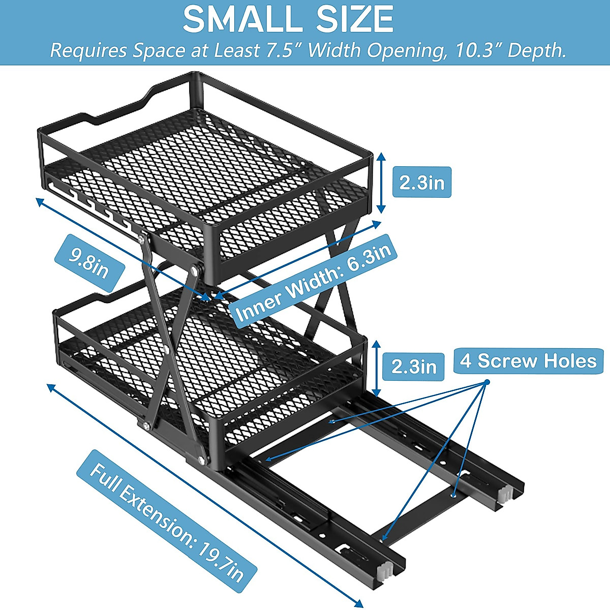 VOGWOLTH Spice Rack Organizer for Cabinet Seasoning Pull Out Pantry Kitchen Closet Storage Shelf Sliding Inside Cabinets Organization Height Adjustable Heavy Duty Metal Basket