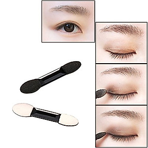 KINGMAS 100 Pack Disposable Eyeshadow Brush, Double Ended Sponge Eye Shadow Applicator Makeup Brushes - Black