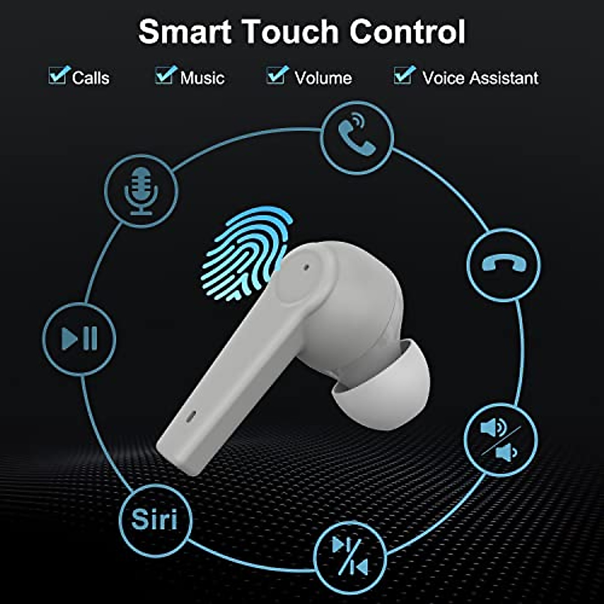 Kingstar Wireless Earbuds for Android,Bluetooth 5.2 Earbuds with Microphone Active Noise canceling Ear Buds Touch Control LED Display Blue Tooth Headphone HiFi Stereo for iPhone USB-C Charging