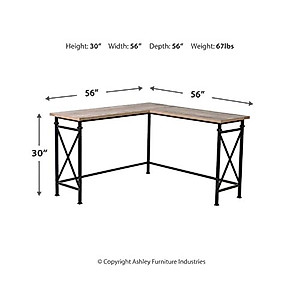 Signature Design by Ashley Jaeparli Modern Farmhouse Home Office L Shaped Desk, Brown