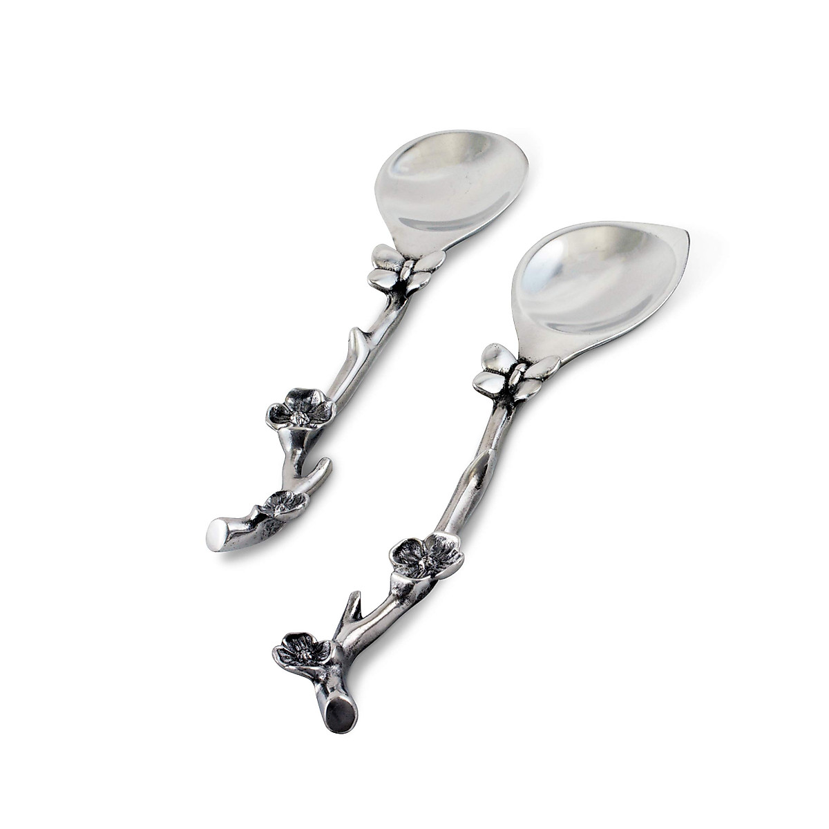 Arthur Court Designs Aluminum Dogwood Pattern Salad Serving Set, Salad Servers, Salad Spoon, Salad Fork 10.75 inch Long