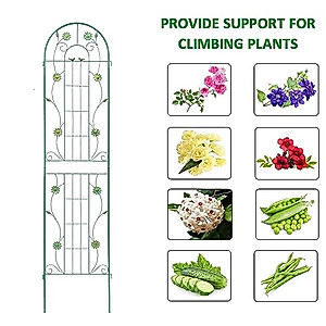 2 Pack Metal Garden Trellis 86.7" H Garden Fence Rustproof Trellis for Climbing Plants Support Roses Flower Outdoor Lawn Green