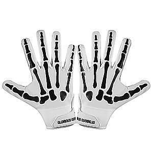 Glorious Traders Football Gloves, Adult and Youth Football Gloves Men & Women's - Ultimate Performance Booster Football Gloves Adult with Super Perfect fit & Sticky Grip. (White, XLarge)