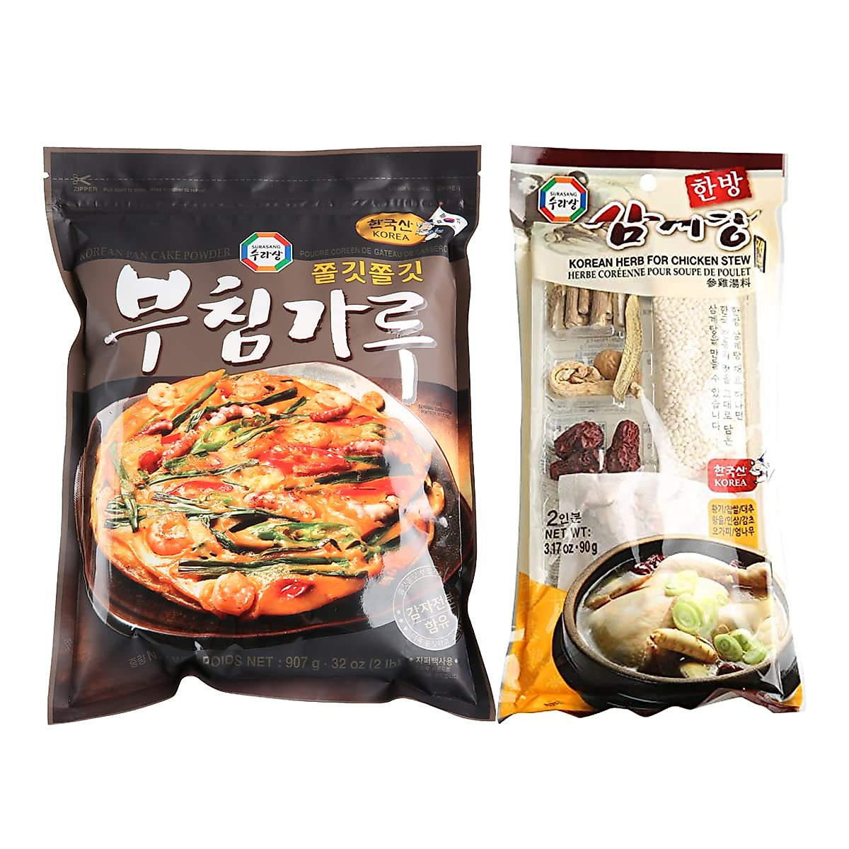 Surasang Samgyetang Herb kit for Chicken Soup and Buchimgaru (Korean Pancake Mix)