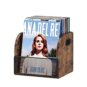 Conami Vinyl Record Storage, Wooden Storage Crate, Record Storage Box Holder for Albums, Books, Files(Max holds 60 records)