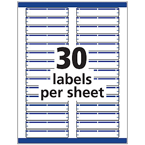 Avery TrueBlock File Folder Labels, 2/3" x 3-7/16", 1,500 Printable Labels, White/Blue, Permanent (5766)