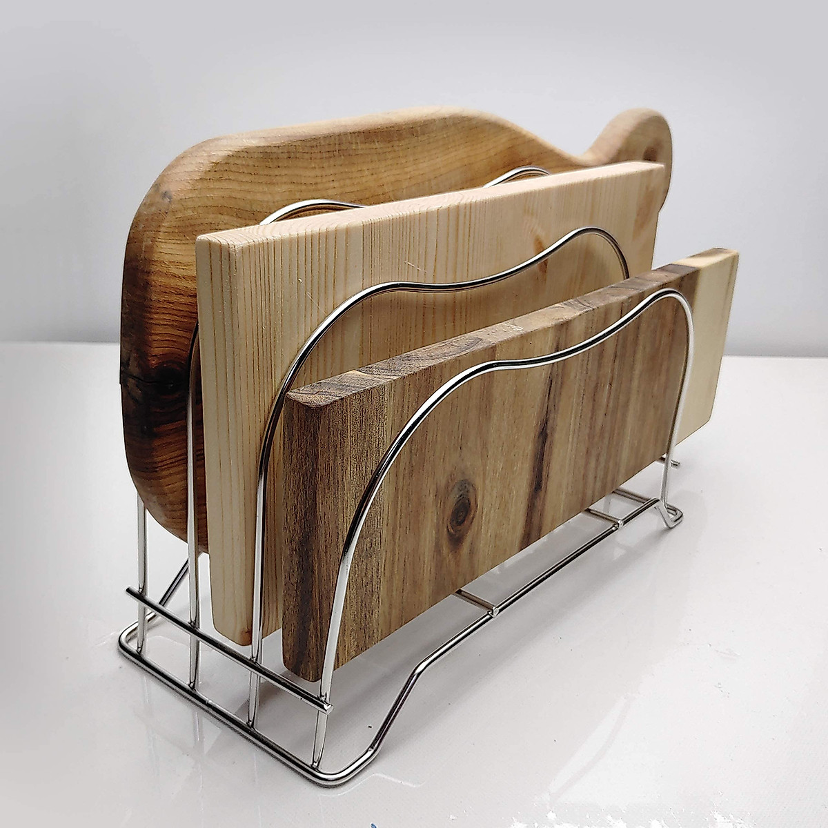 LENITH Stainless Steel Wire Cutting Board Holder, Cutting Board Rack Organizer Kitchen (Large)