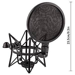 LYRCRO Microphone Shock Mount with Integrated Pop Shield for Rode Mics like K2, NT1-A,NT1000, NT2-A, NT2000, NTK, Podcaster and Procaster (20mm Internal Thread).