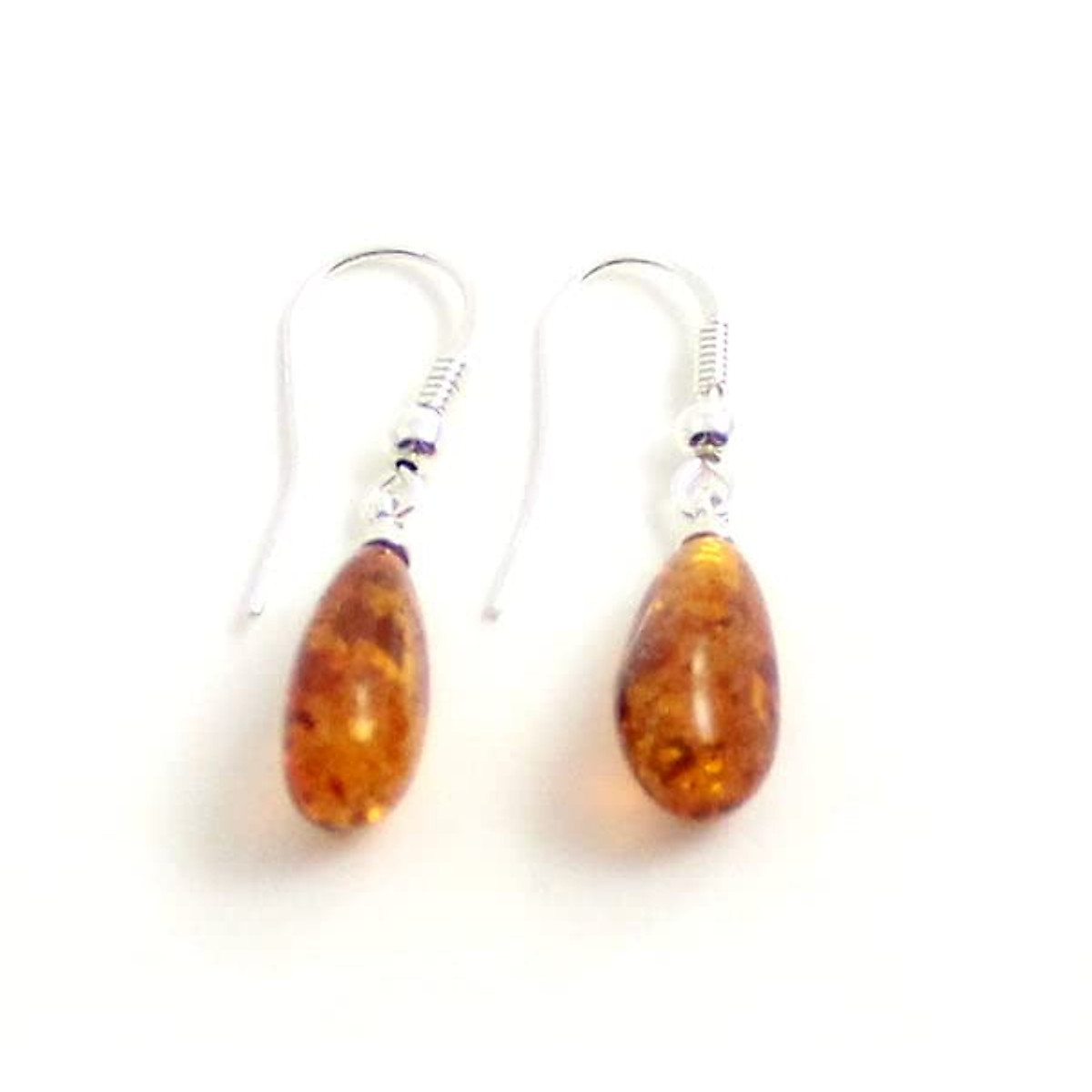 TipTopEco Baltic Amber Earrings For Women with Silver - Drop Dangle - Drop Shape (Cognac)