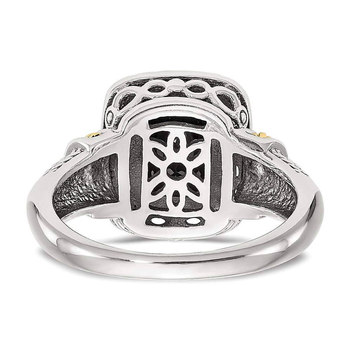 Shey Couture Sterling Silver with 14K Accent Antiqued Black Onyx Ring QQTC1130-7