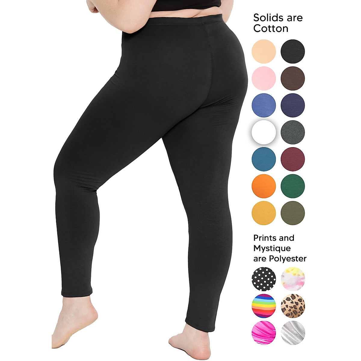 Women's Cotton Plus Size Leggings Black 4X