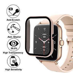 smaate Smart Watch Cases with Screen Protector for Y20GT, Compatible with WZWNEER, BANLVS, DXPICR, Bctemno Y20GT 1.7” Smartwatch, Hard PC Case with Tempered Glass, Protecting Watch Body & Screen