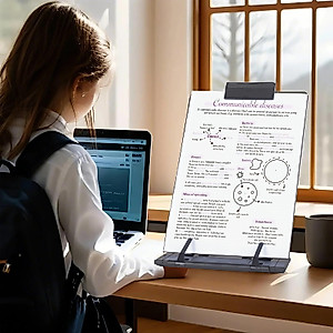 Black Metal Desktop Document Book Holder with 7 Adjustable Positions (Black)