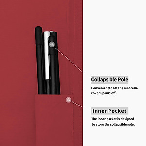 Easy-Going Patio Umbrella Cover Outdoor Market Umbrella Cover with Zipper and Storage Bag Waterproof Cantilever Parasol Cover for 7ft to 11ft Umbrella, Red