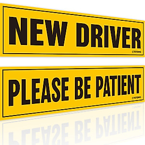 TOTOMO New Driver Magnet for Car Sign – Large 12”x3” Magnetic Reflective Vehicle Safety for Student Rookie Learner Drivers Removable Bumper Sticker Please Be Patient
