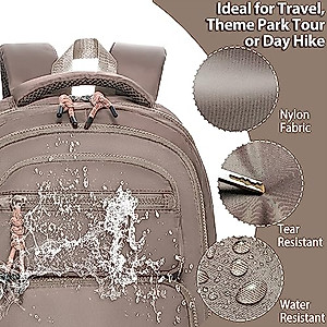 AUGUST 18 Multi-Pocket Backpack for Women Men, Casual Laptop Backpacks with Breathable Shoulder Straps and Luggage Belt for College Commute Business, 25L(Brown)