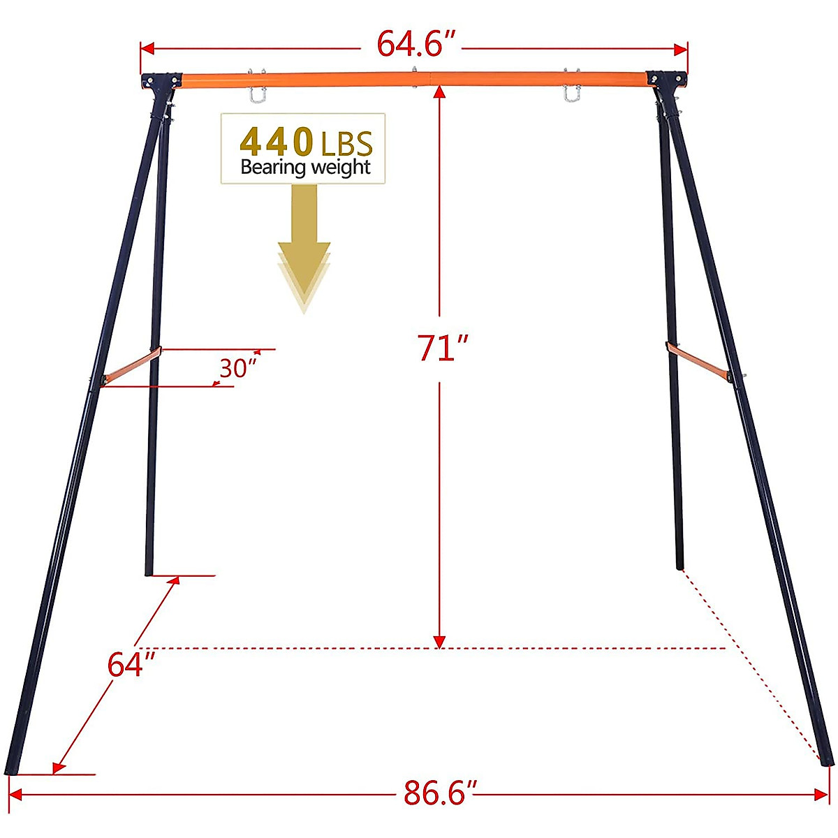 ZENY Swing Stand Frame, Heavy Duty A Frame Swing Set for Kids Adults, Weight Capacity 440lbs, Hammock Chair Stand