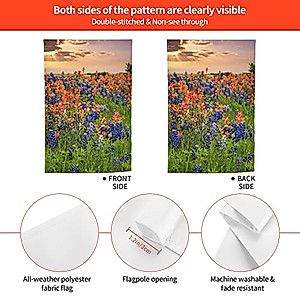 12x18in Garden Flag Texas Bluebonnets Scenery Double Sided Christmas Garden Flag Outdoor Decorative Flags For Winter Outdoor Garden Yard Lawn Christmas Easter Decoration