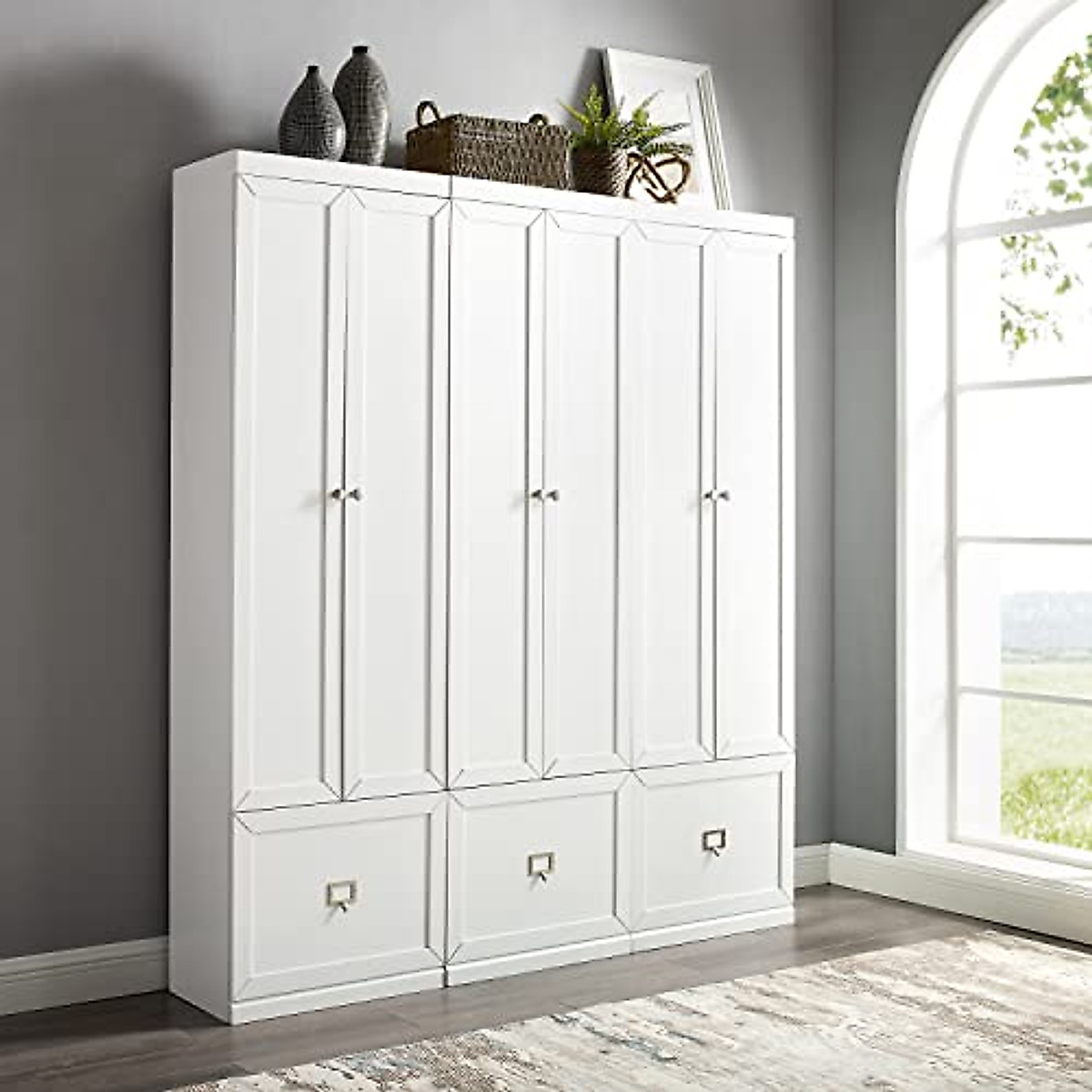 Crosley Furniture Harper 3-Piece Entryway Set with 3 Pantry Closets, White