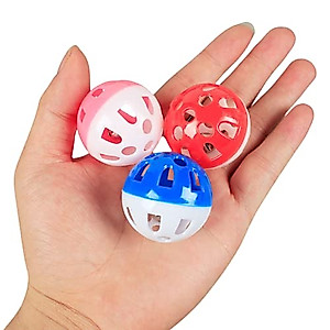10 PCS 1.6" Cat Balls with Bell Big Lattice Wiggly Jingle Rattle Plastic Toy Assorted Color